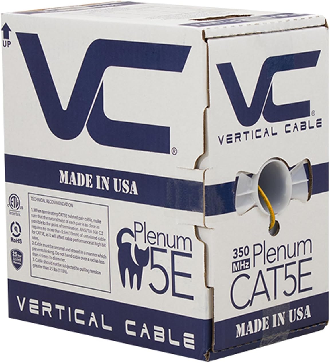 Amazon.com: Vertical Cable CAT5E, 350 MHz, UTP, 24AWG, 8C Solid Bare ...