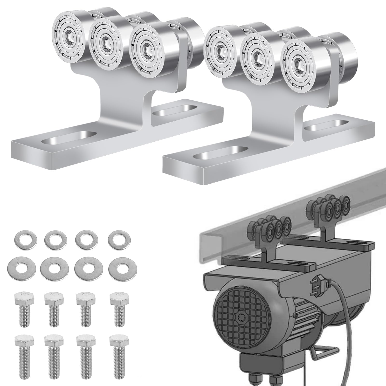 Unistrut Trolley Hoist Trolley For PA200-1000 Electric Hoist, 4 Wheels ...