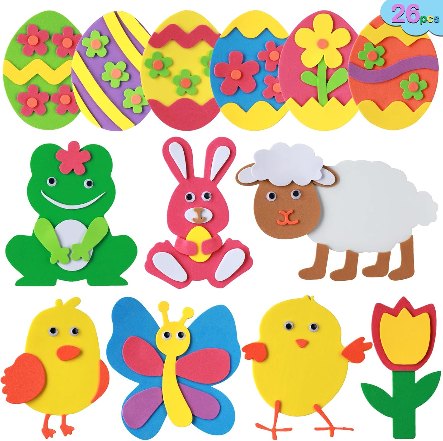 Amazon.com: 26 Sets Foam Easter Egg Magnet Craft Kit, 13 Styles DIY ...
