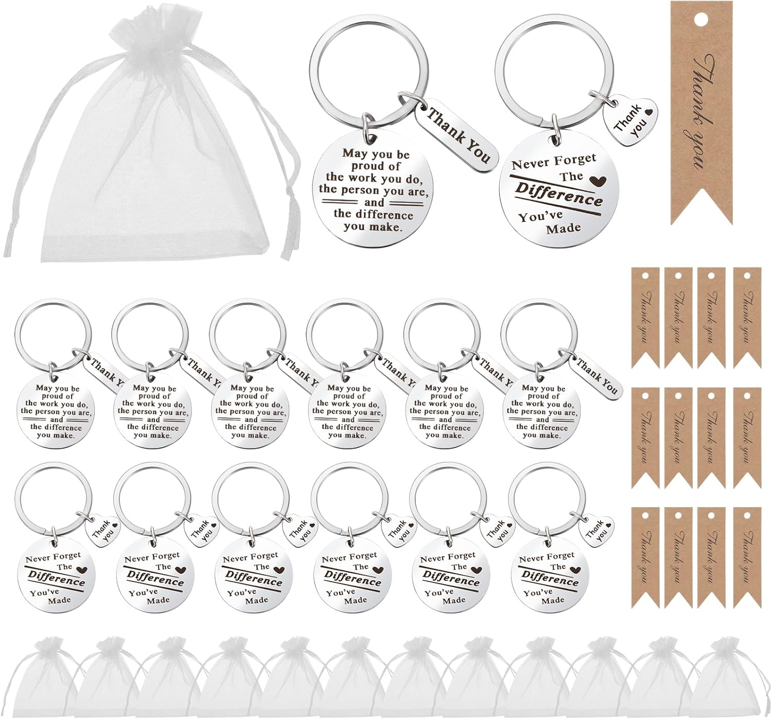 XINRUI 12PCS Thank You Keychain Gifts, Inspirational Keychain, Bulk ...
