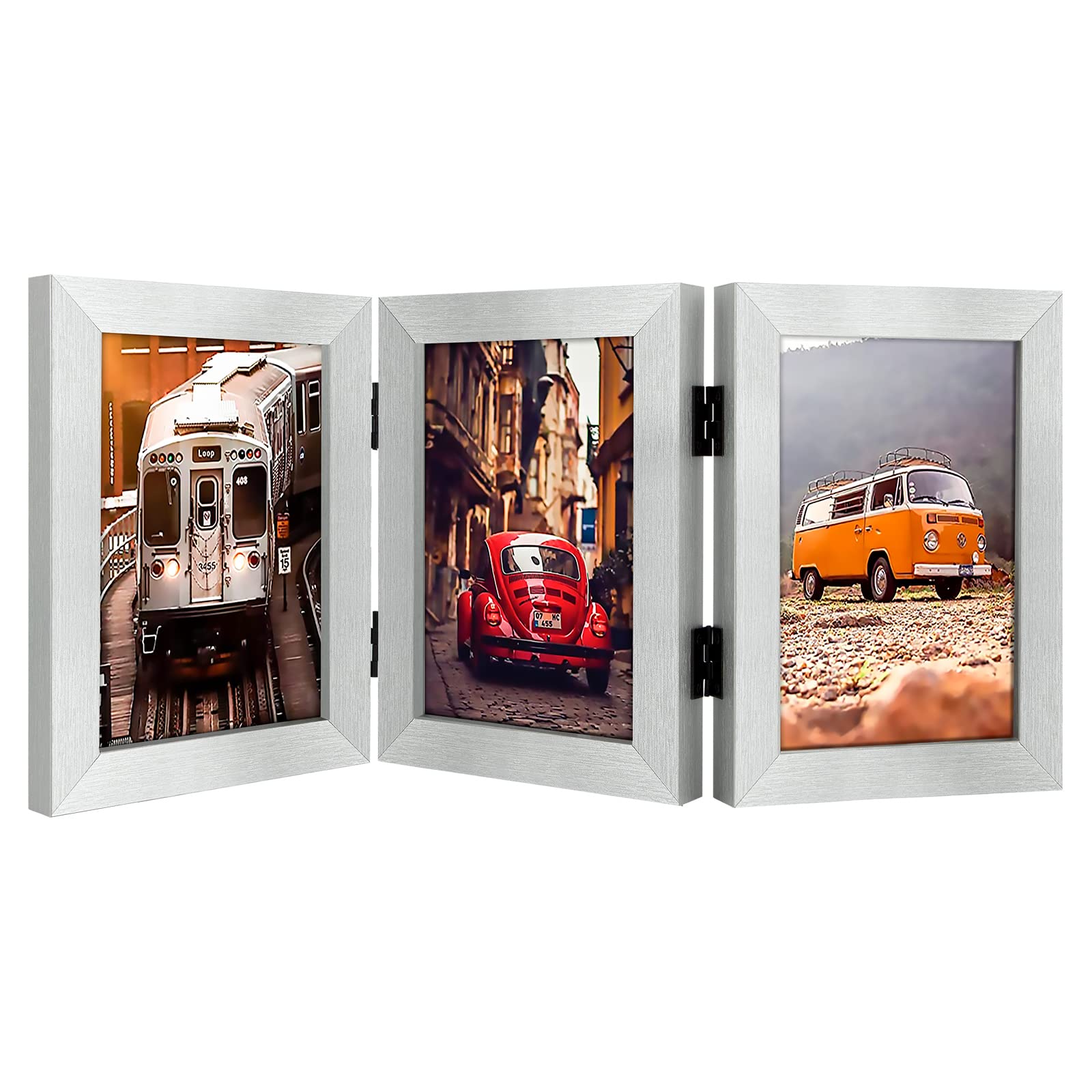 Amazon.com - Frametory 5x7 Triple Picture Frames, Trifold Photos Frame ...