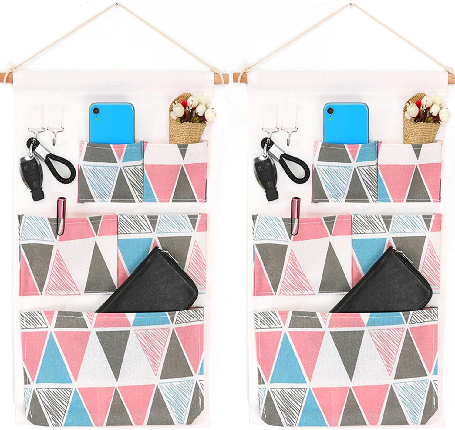 Amazon.com: Busnos 2 Pcs Hanging Wall Pockets Storage Organizer Bag Red ...