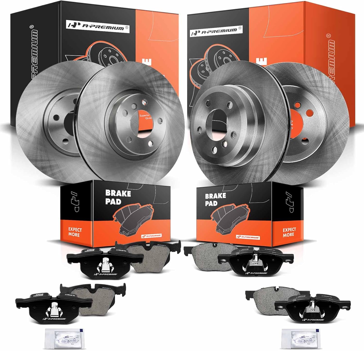 A-Premium Front and Rear Vented Disc Brake Rotors + Ceramic Pads Kit ...