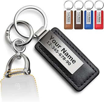 HOPELF Engraved Custom Keychain for Car Key - Leather and Metal ...