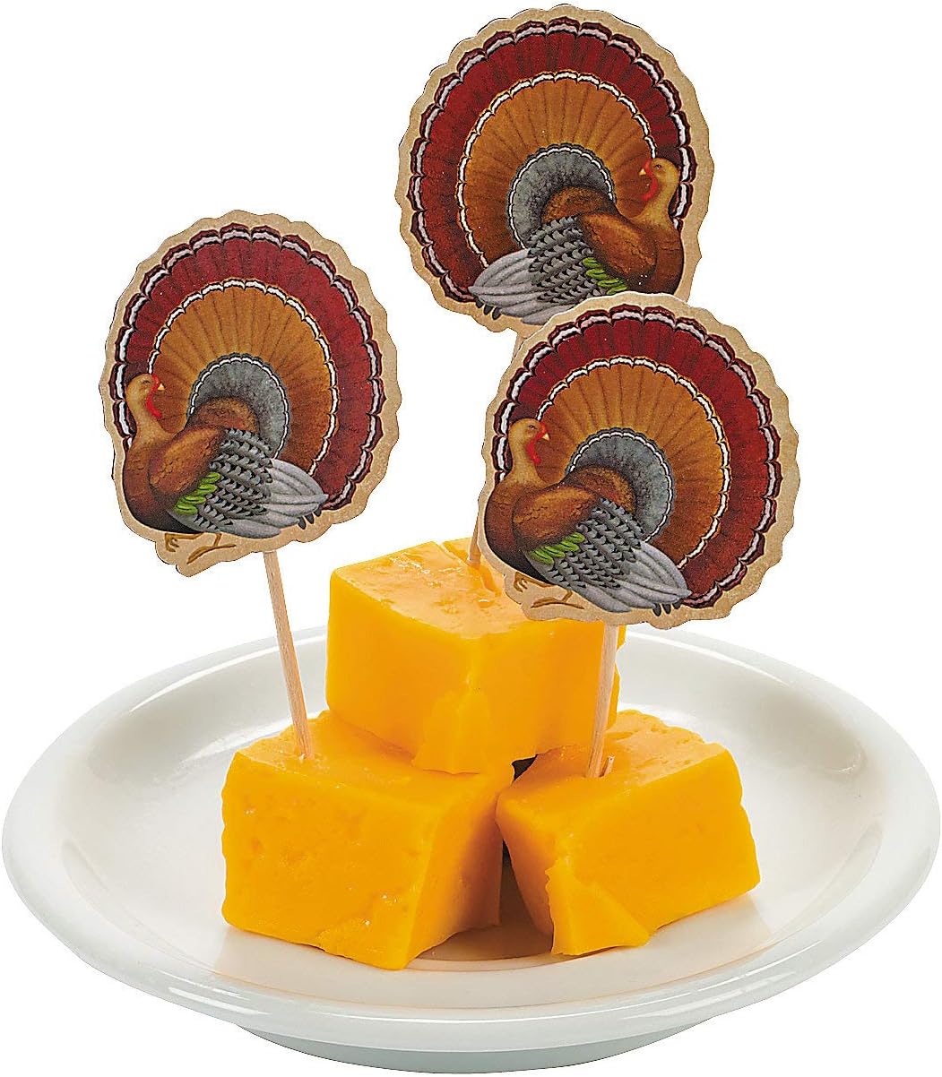 Amazon.com: Fun Express Thanksgiving Turkey Food Picks (72 Pack) Dinner ...