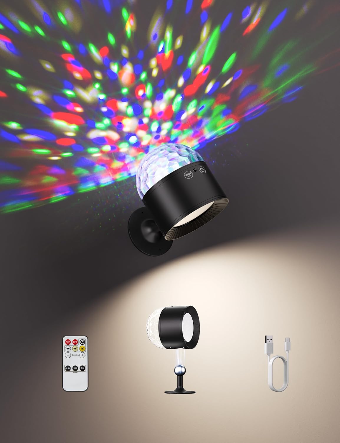 Joyzy Dynamic Wall Light Battery Operated Color Changing Disco Lights ...
