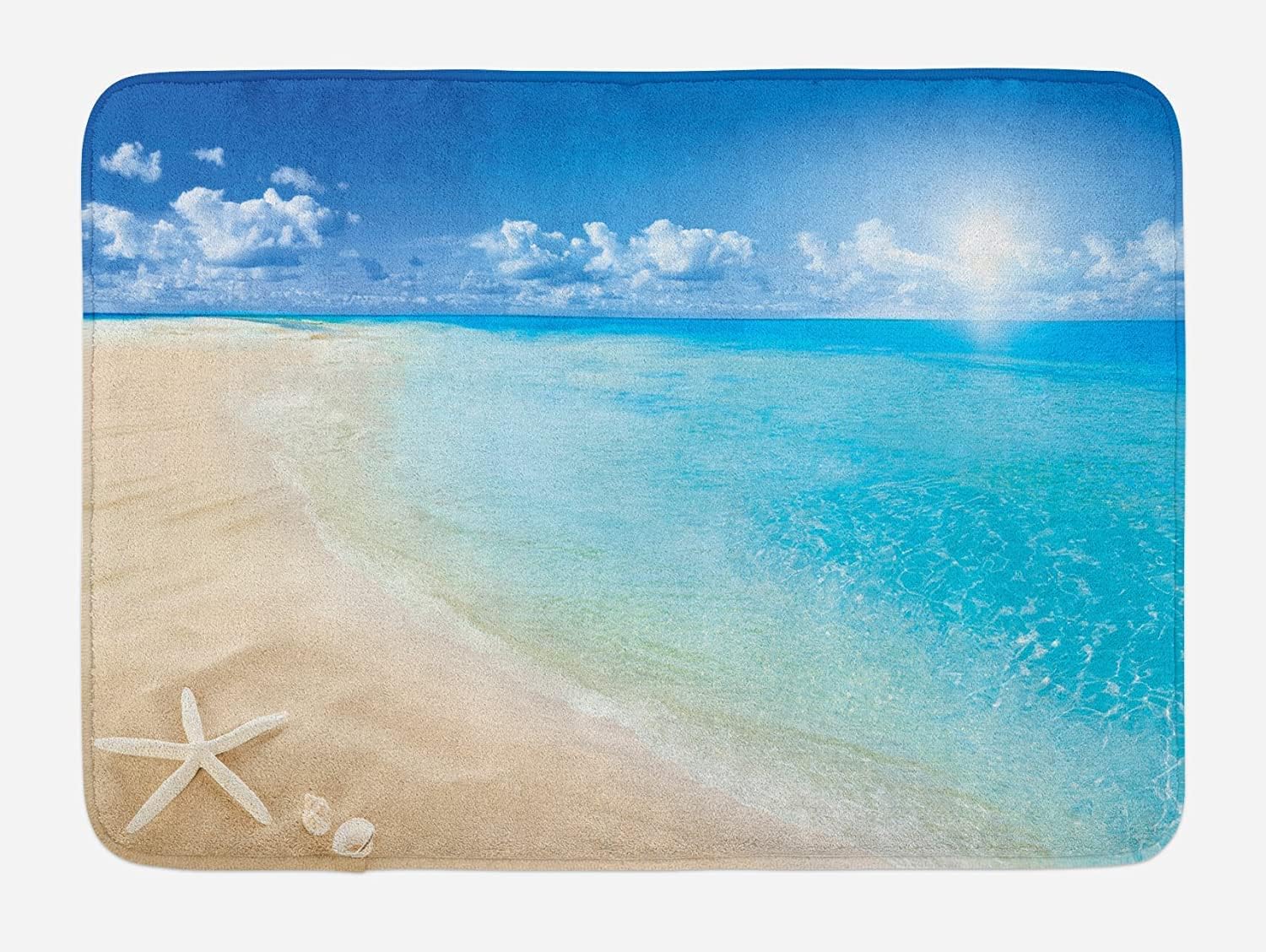 Tapete de baño de playa diseño de conchas marinas soleadas de verano ...