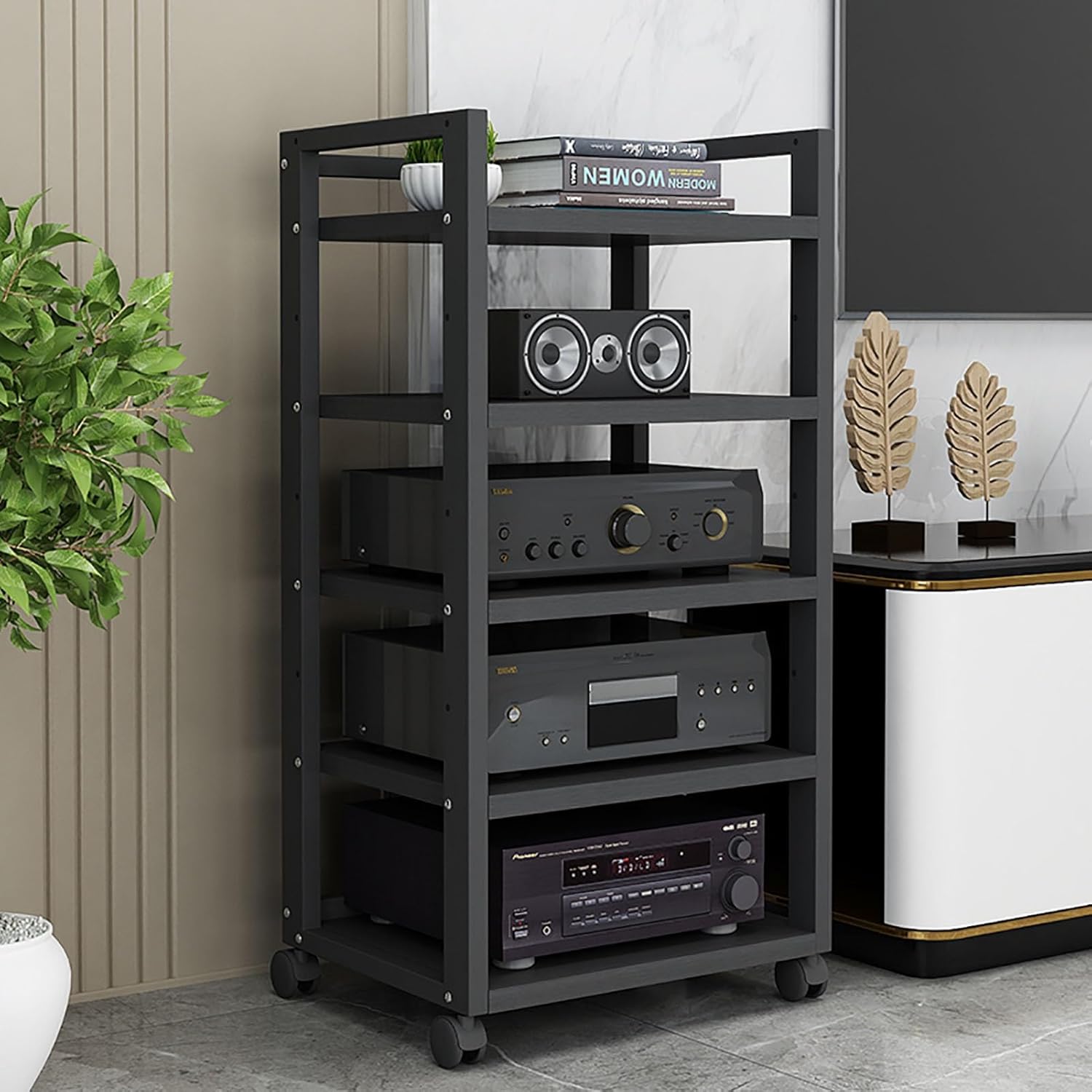Amazon.com: JIAHESHYP 5-Tier Modern AV Cabinet with Ample Storage for ...