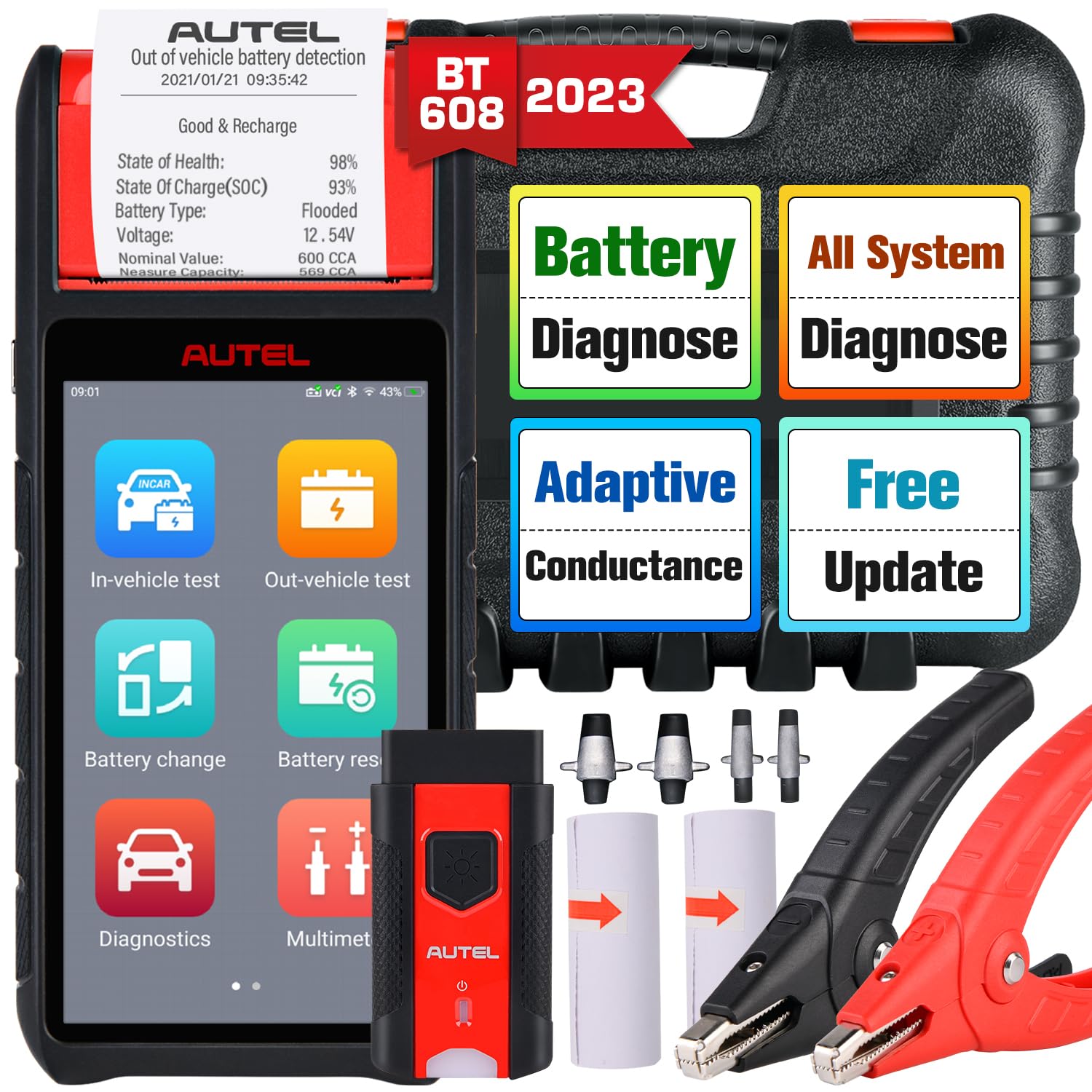 Buy Autel MaxiBAS BT608, 2023 Newest Car Battery Tester, All System ...