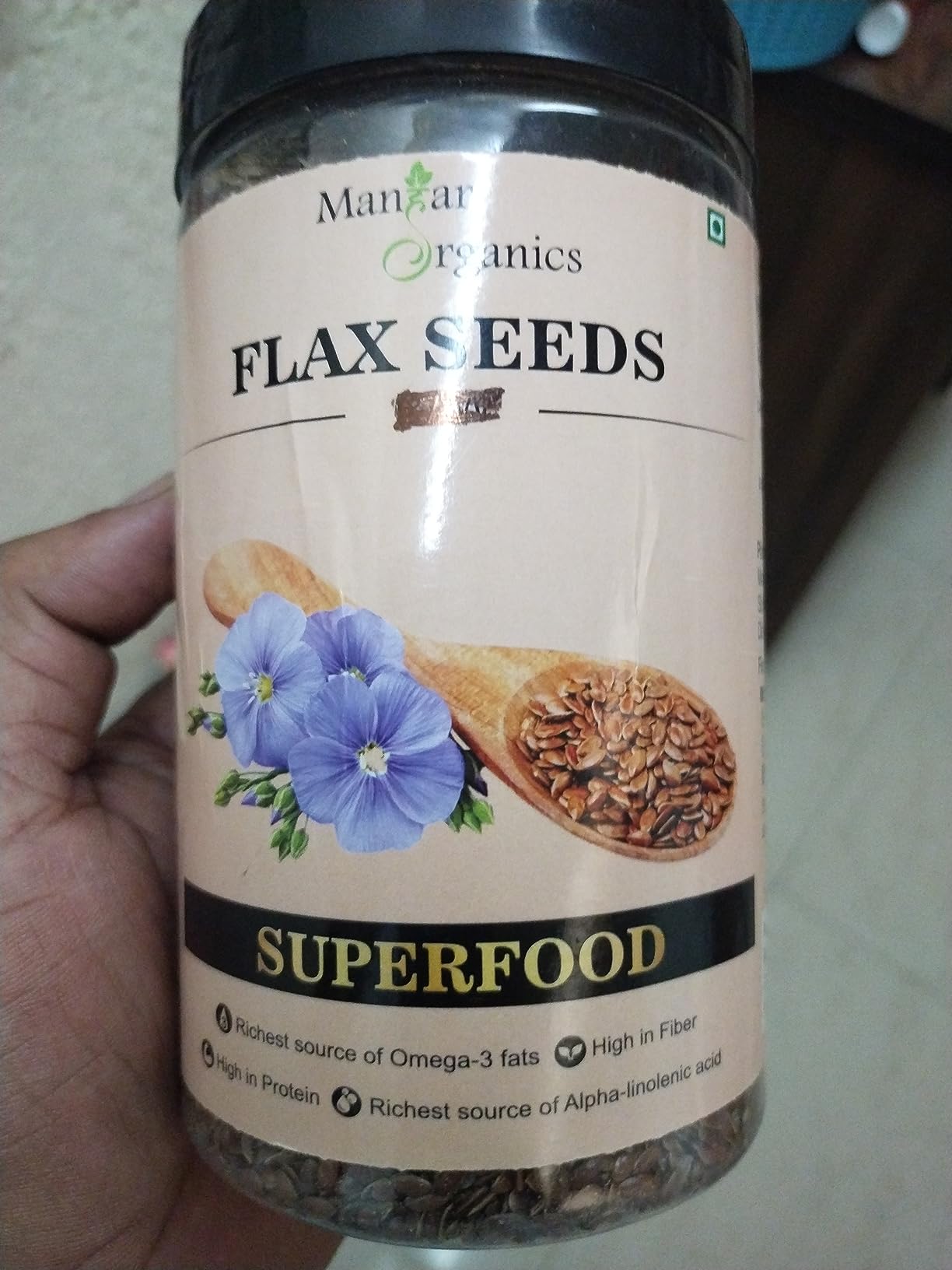 ManHar Organics Roasted Flax Seeds 500gm Jar - Alsi Seeds for Weight ...