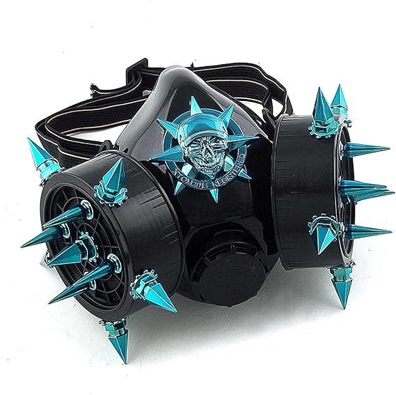 Spiked Cyber Goth Respirator Gas Mask Cosplay Blue Spike Mask (mask ...