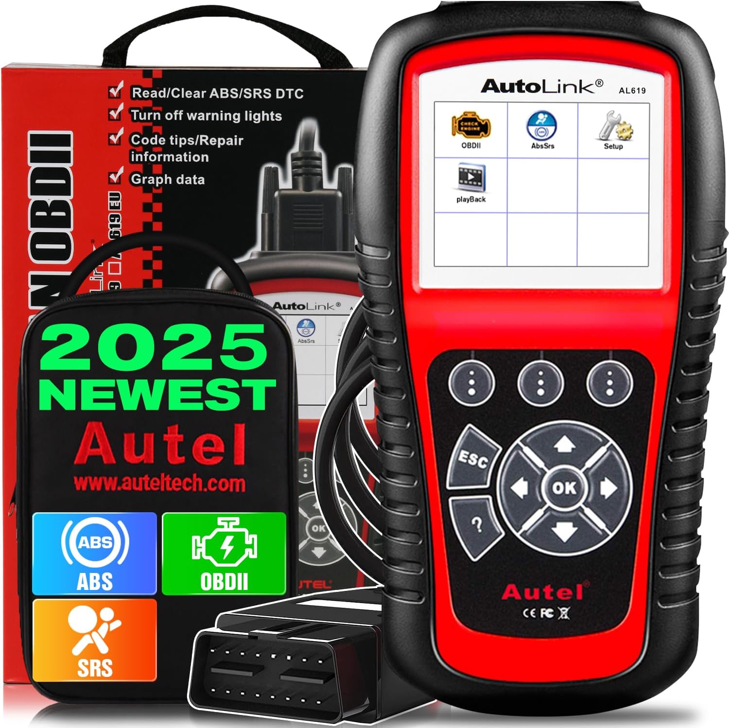 Amazon.com: Autel AutoLink AL619 OBD2 Scanner | 2025 ABS/SRS/CAN ...
