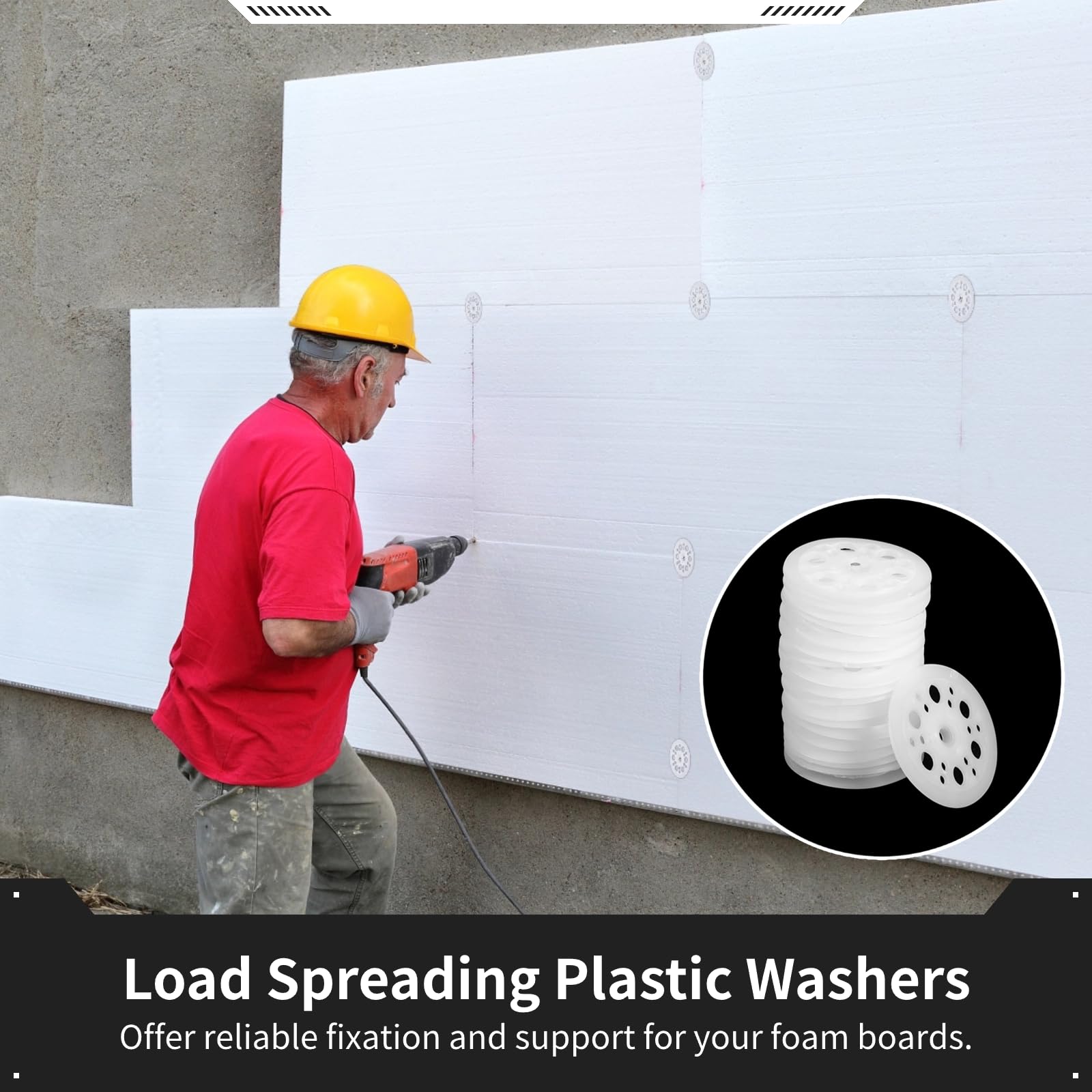 Snapklik.com : 500 Pcs 46mm Plastic Flat Washers, Load Spreading ...