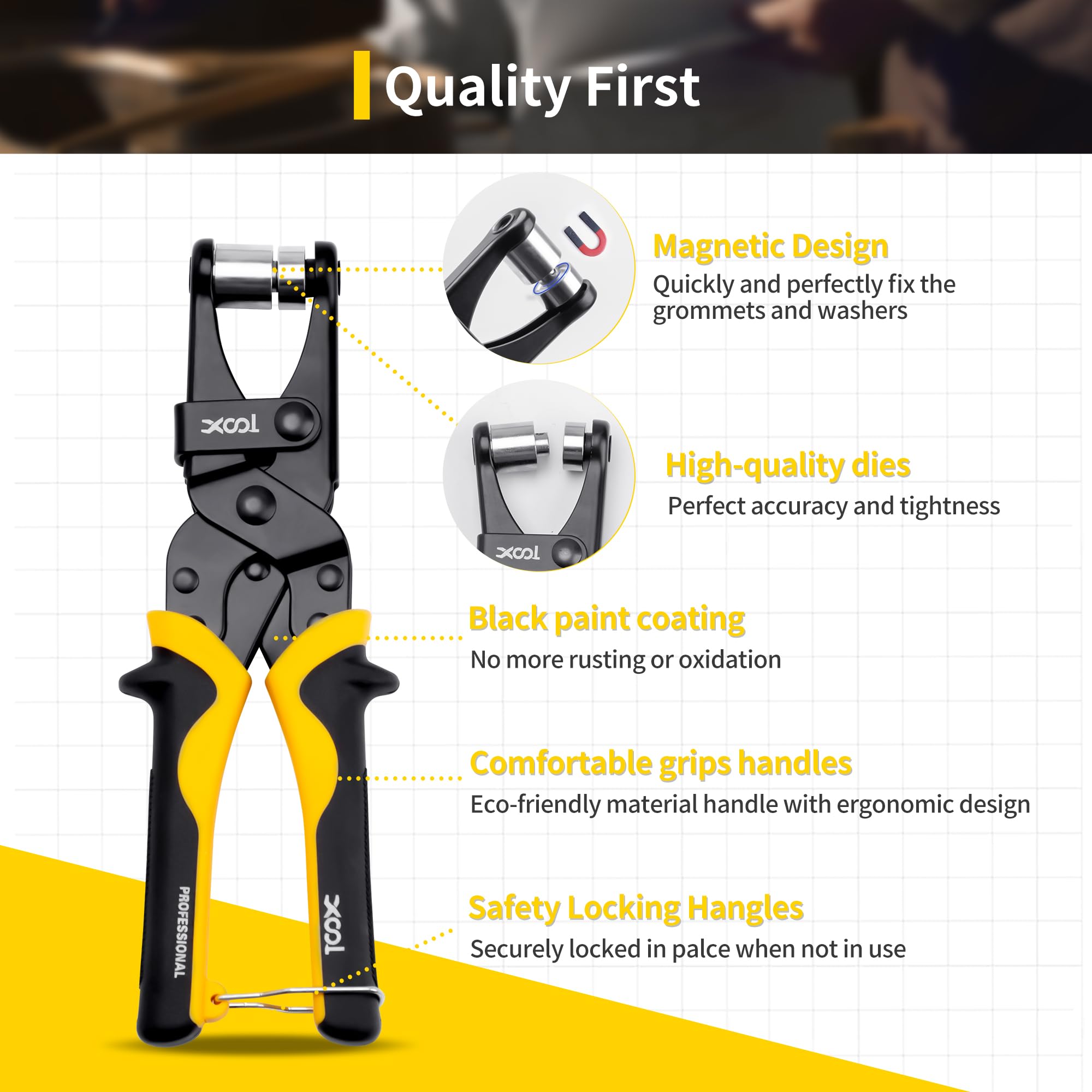 XOOL Grommet Tool Kit, 200PCS 3/8 inch 10mm Grommets, Leathercraft ...