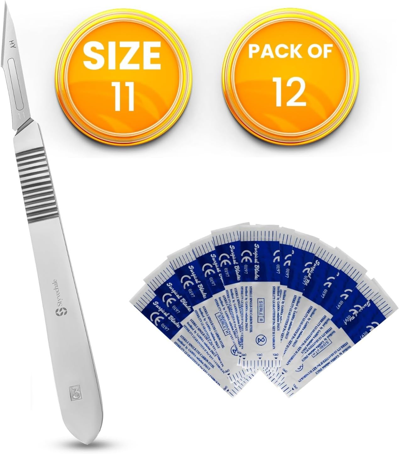Pack of 12 & 25 Scalpel Blades BP Scalpel Handle NO:-3 Scalpel #11 & 10 ...