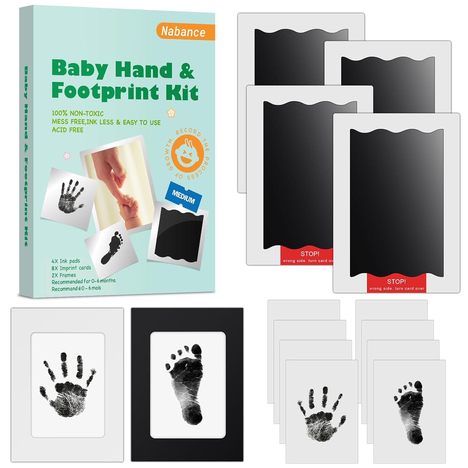Amazon.com : Nabance Baby Hand and Footprint Kit, Newborn Inkless Hand ...