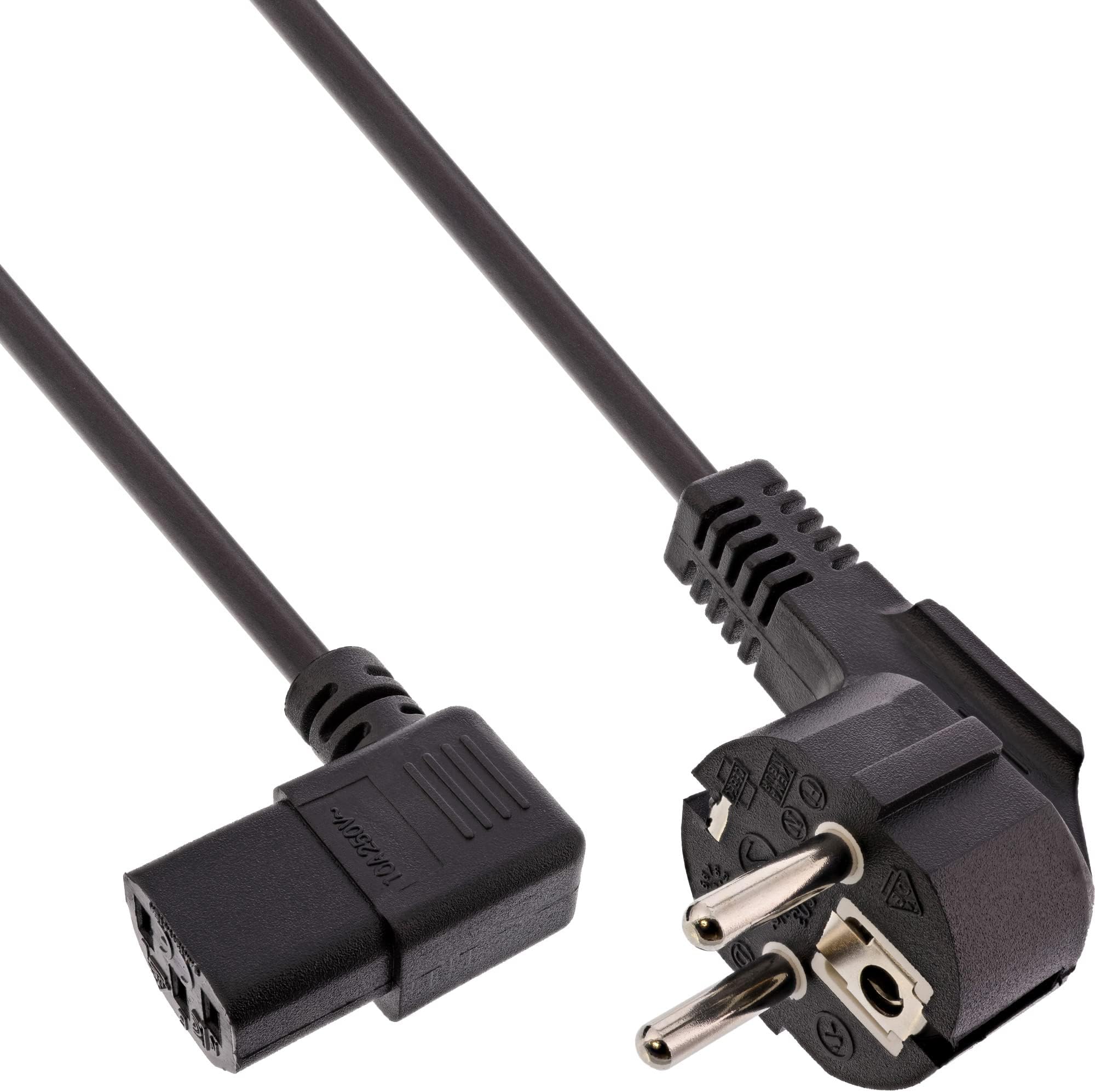 InLine 16752C Netzkabel, Schutzkontakt gewinkelt auf Kaltgerätestecker ...