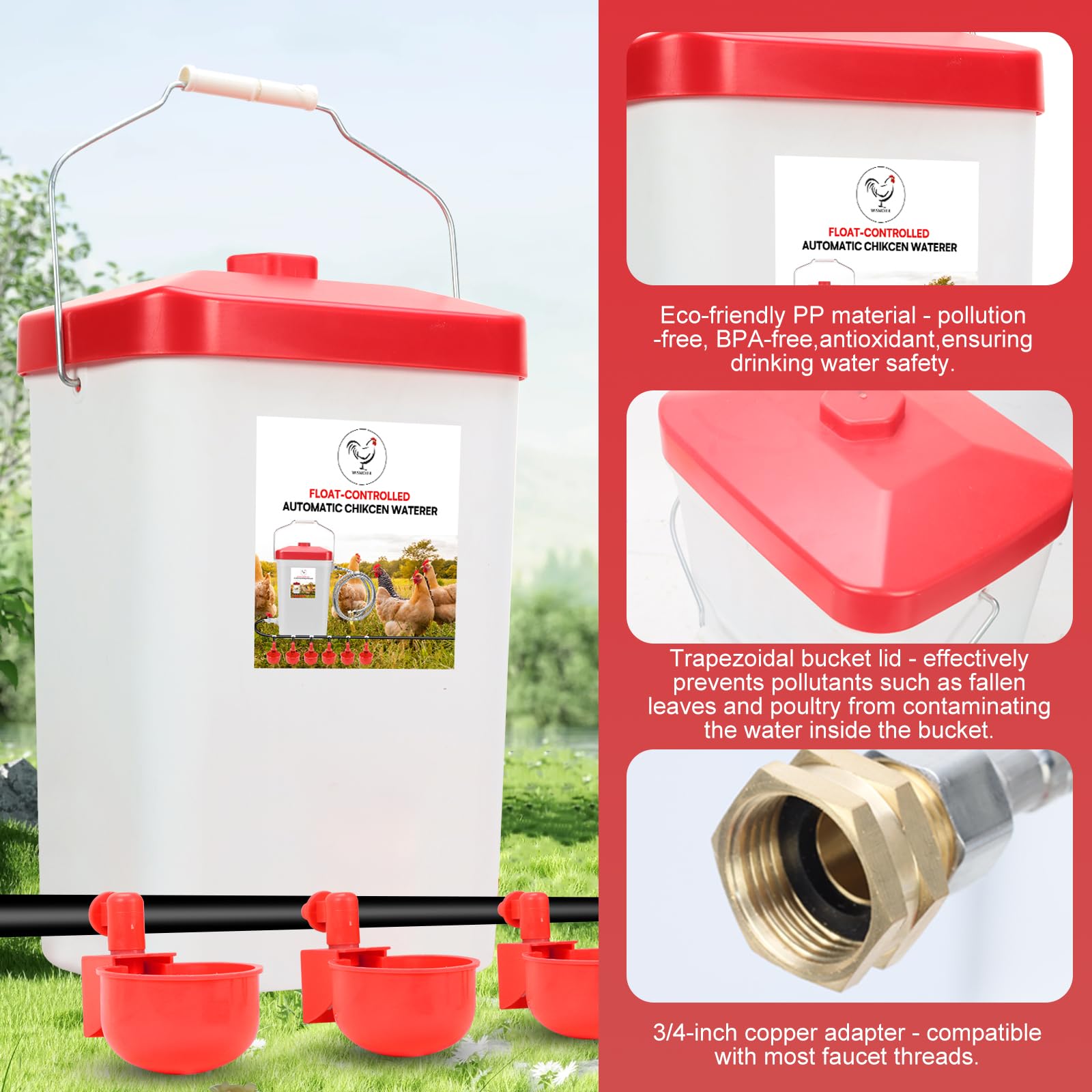 Chicken Water Cups Automatic Chicken Waterer - 3 Gallon Float ...