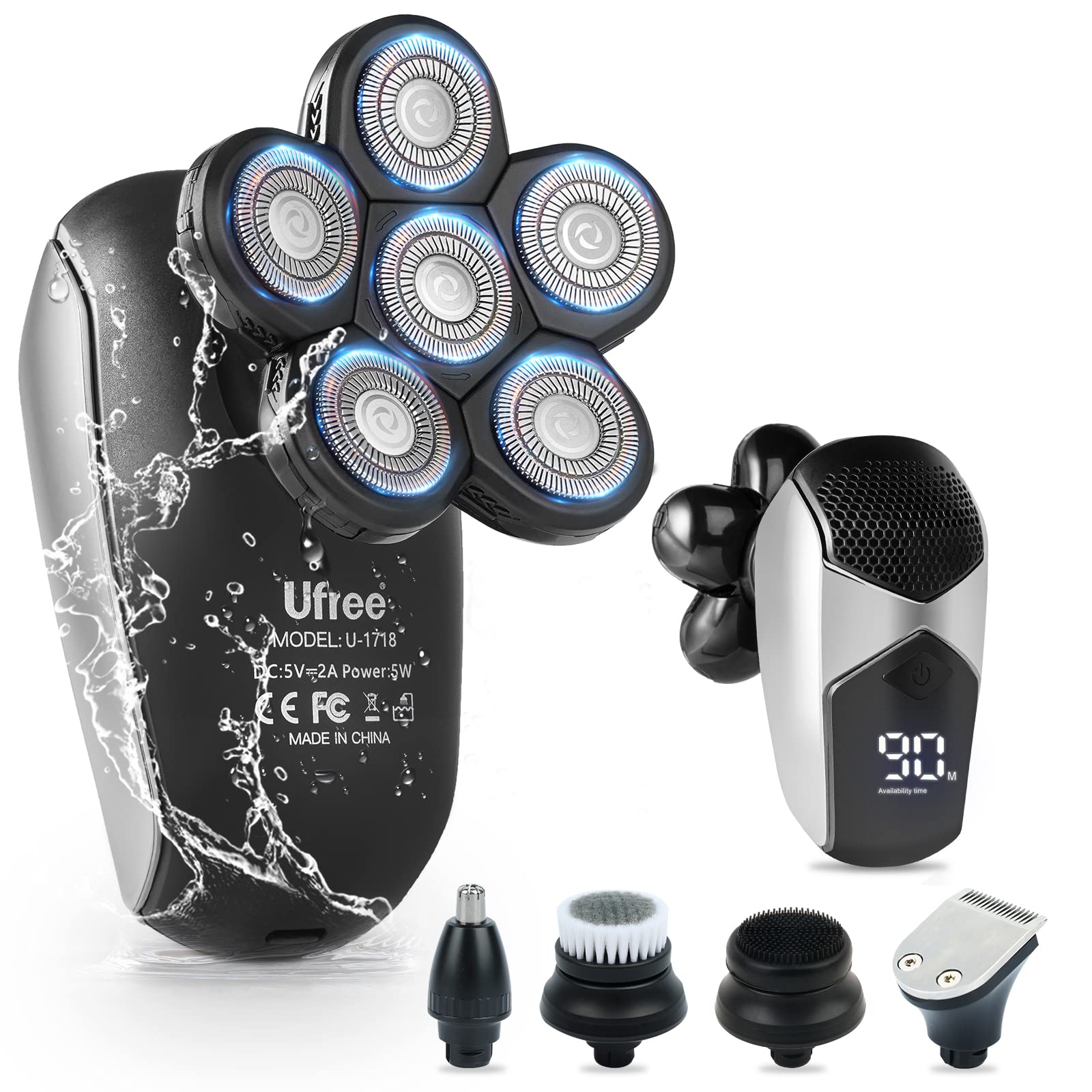 Ufree Head Shavers 6D Professional 5 in 1 for Bald Men - Waterproof ...