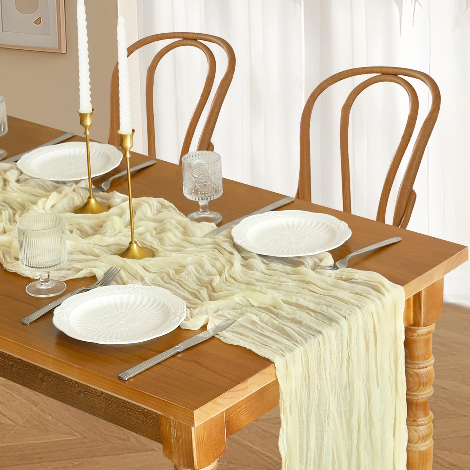 Snapklik.com : Beige Table Runner, 10FT Rustic Cheesecloth Table Runner ...