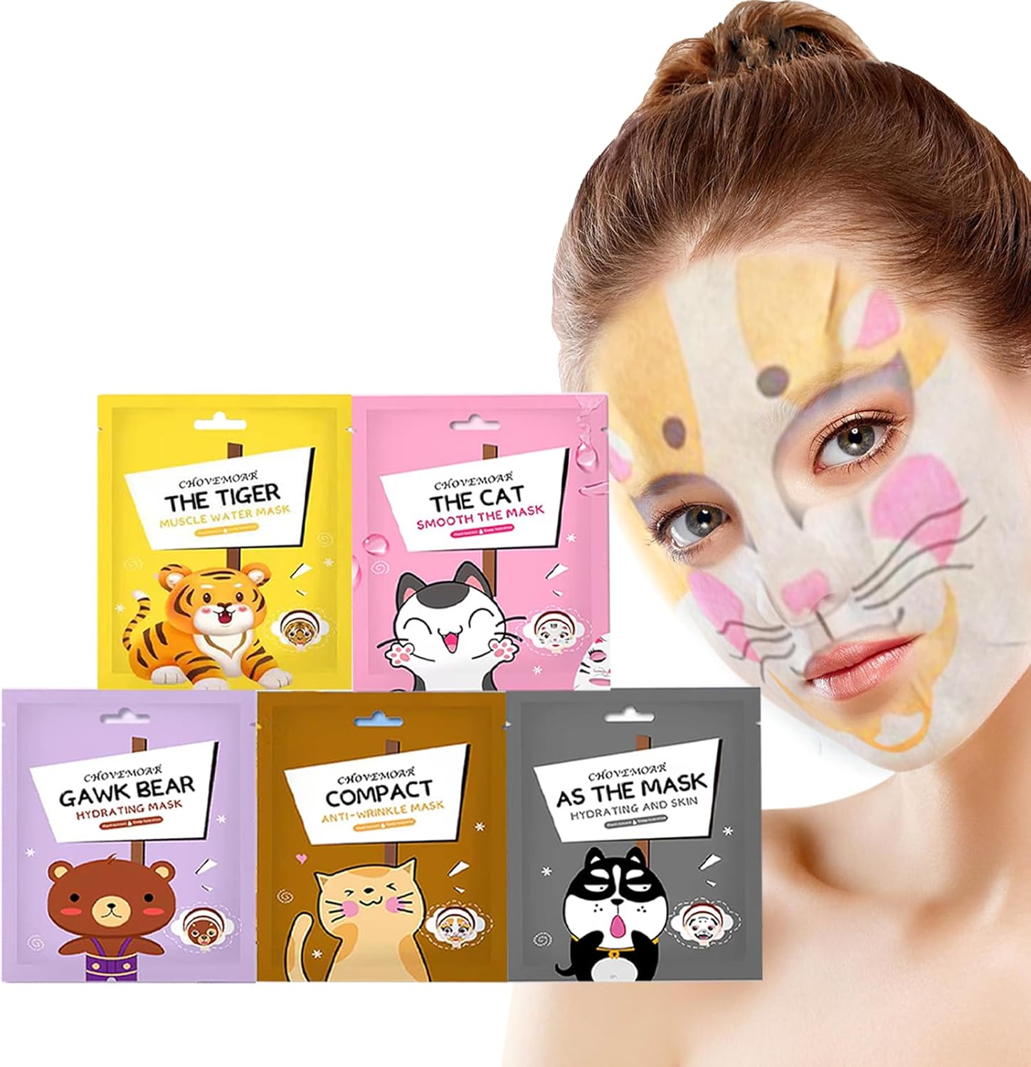 Sheet Mask - Face Mask Set for Teenage Girls - Fun Animal Printed Sheet ...