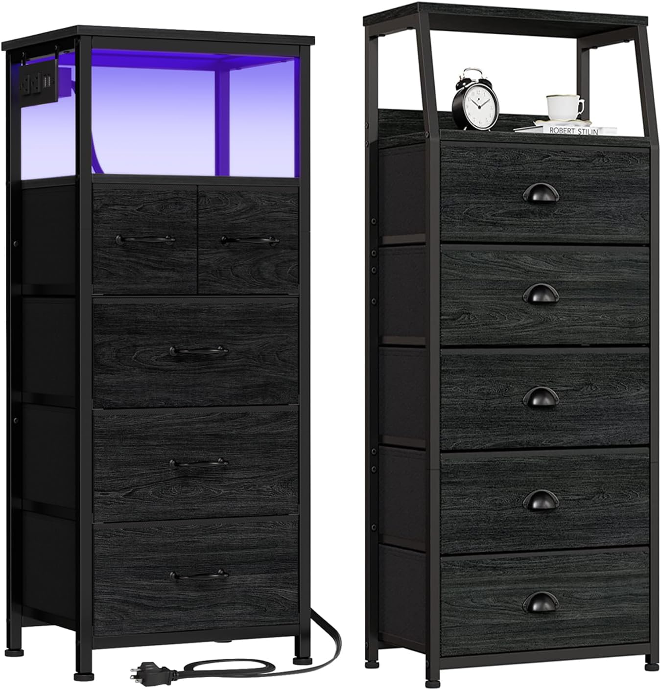 Amazon.com - Furnulem 5 Drawer Dresser and LED Dresser with Charging ...