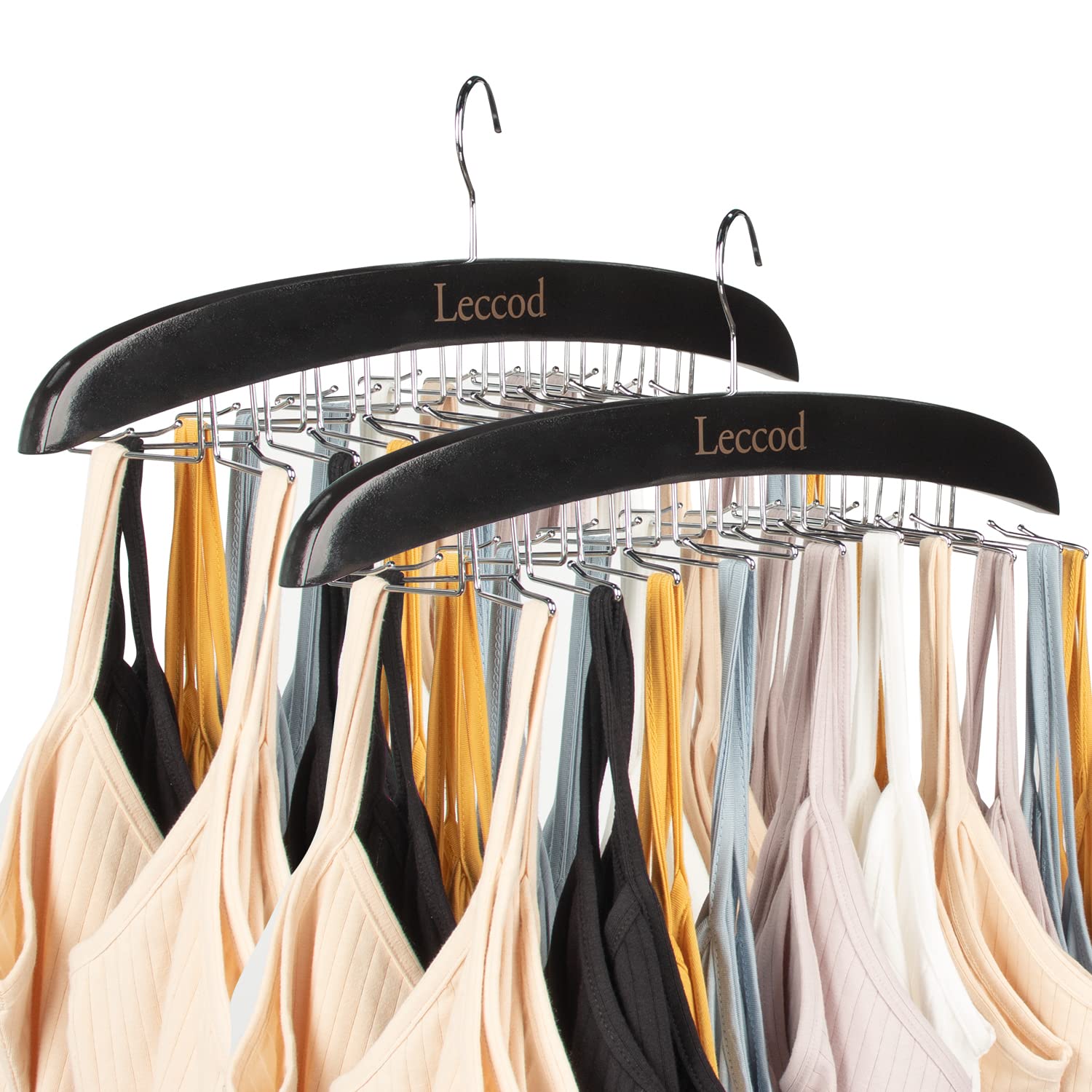 Leccod Upgrade Tank Top Hanger, Bra Hangers Space Saving Wooden 360 ...