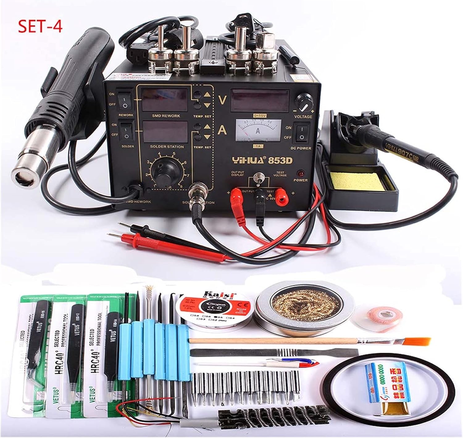 EODUDOS Soldering Station 853D 1A Solder Rework Station 3 in 1 Hot Air ...