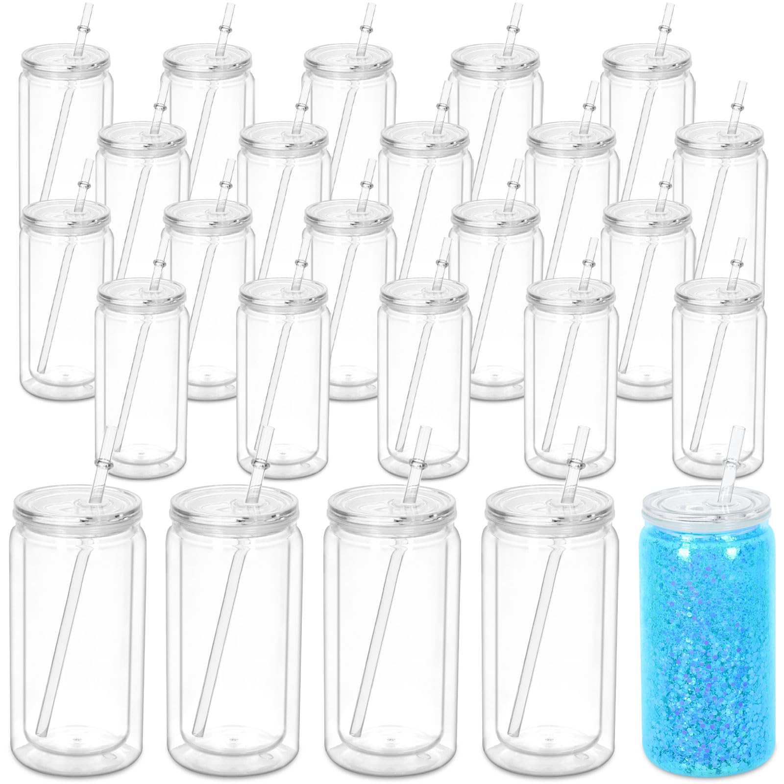 Amazon.com | Maucircol 16 Oz Acrylic Snowglobe Tumbler, 25 Pack Pre ...