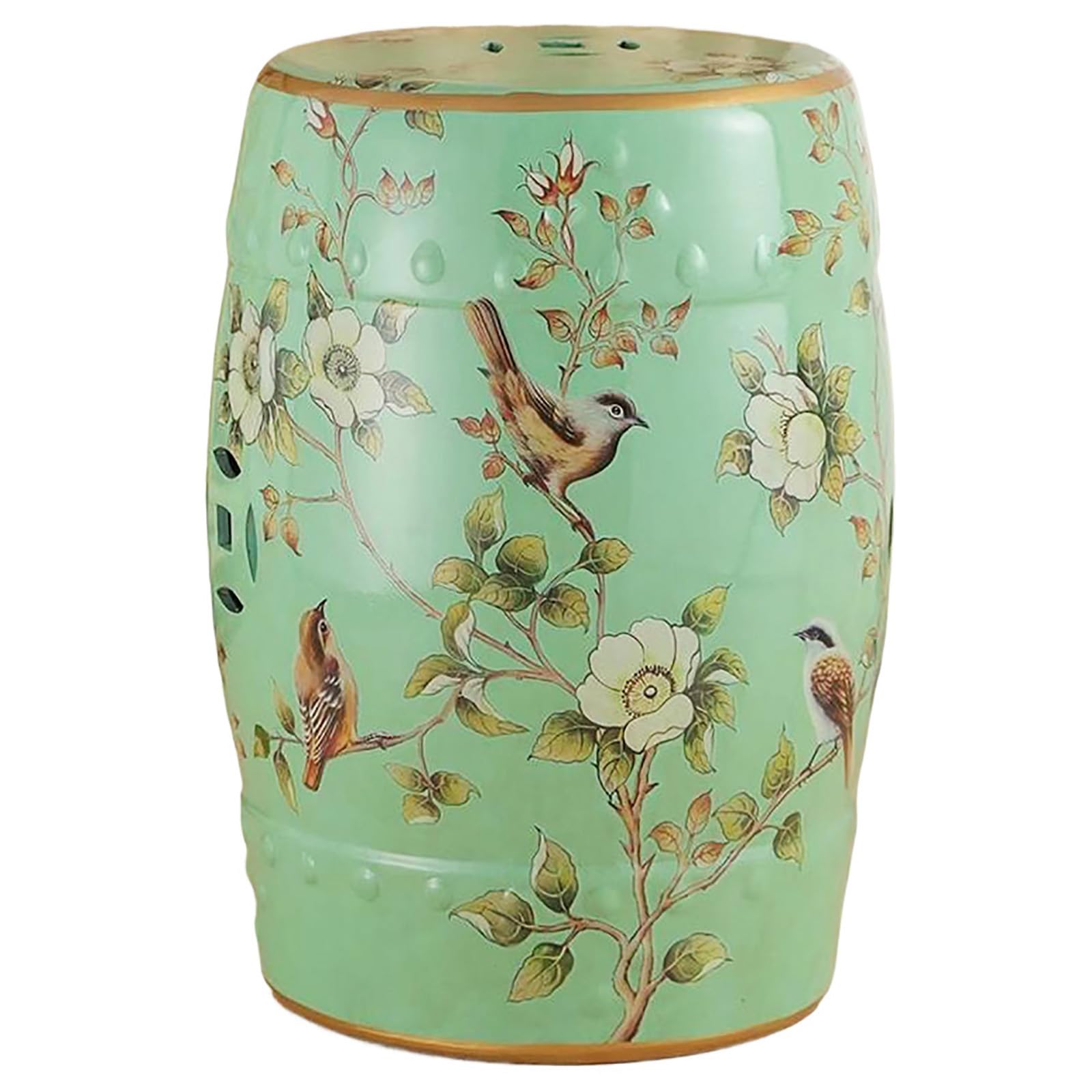 Decorative Floral Ceramic Garden Stool,Glazed porcelain Stool Ottoman ...