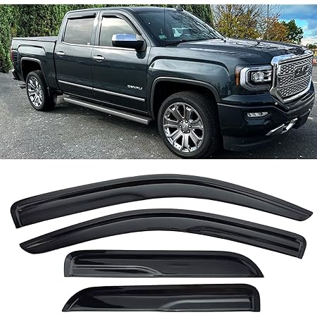 Amazon.com: Side Window Visors Wind Deflectors for Chevy Silverado/GMC ...