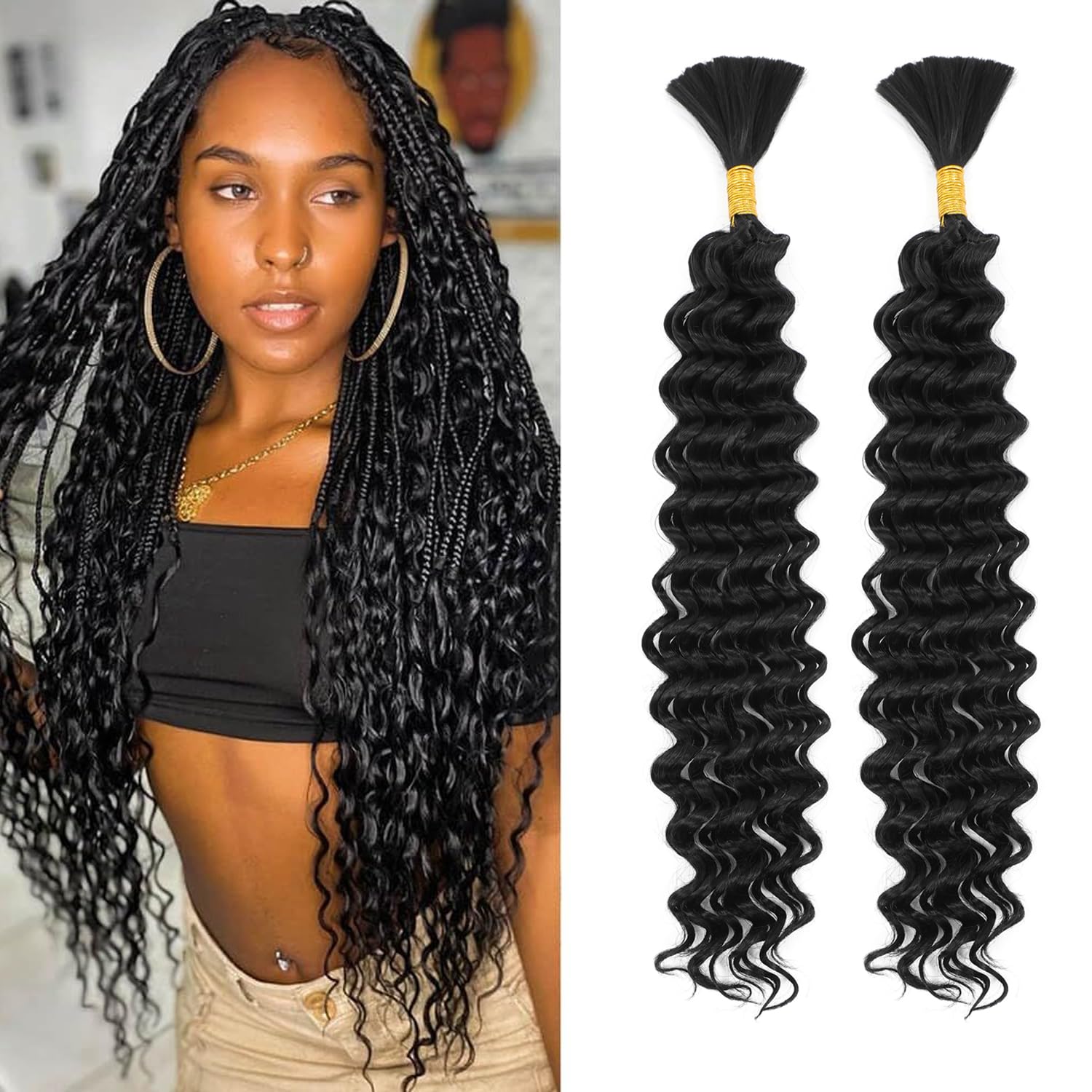 Amazon.com: 18 Inch Deep Wave Braiding Hair No Weft Advanced Synthetic ...
