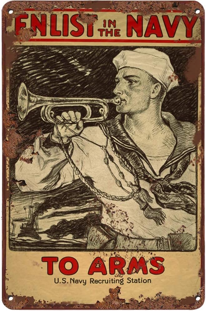 Amazon.com: US Navy Vintage Metal Tin Sign to ARMS Enlist in The Navy ...