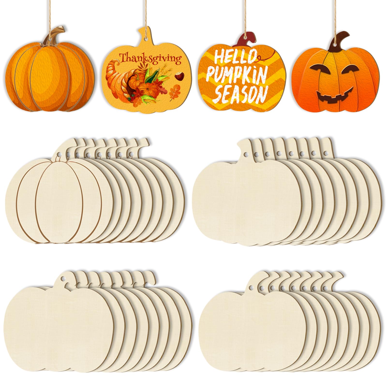 Amazon.com: Wooden Pumpkins Ornaments to Paint Halloween Thanksgiving ...