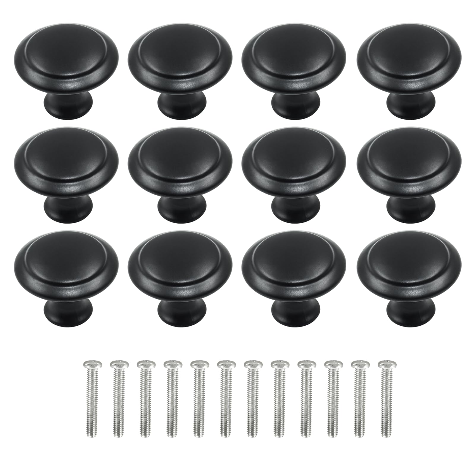 Litoexpe 12 Pcs Black Cabinet Knobs, 1 Inch Cabinet Pulls Drawer Knobs ...