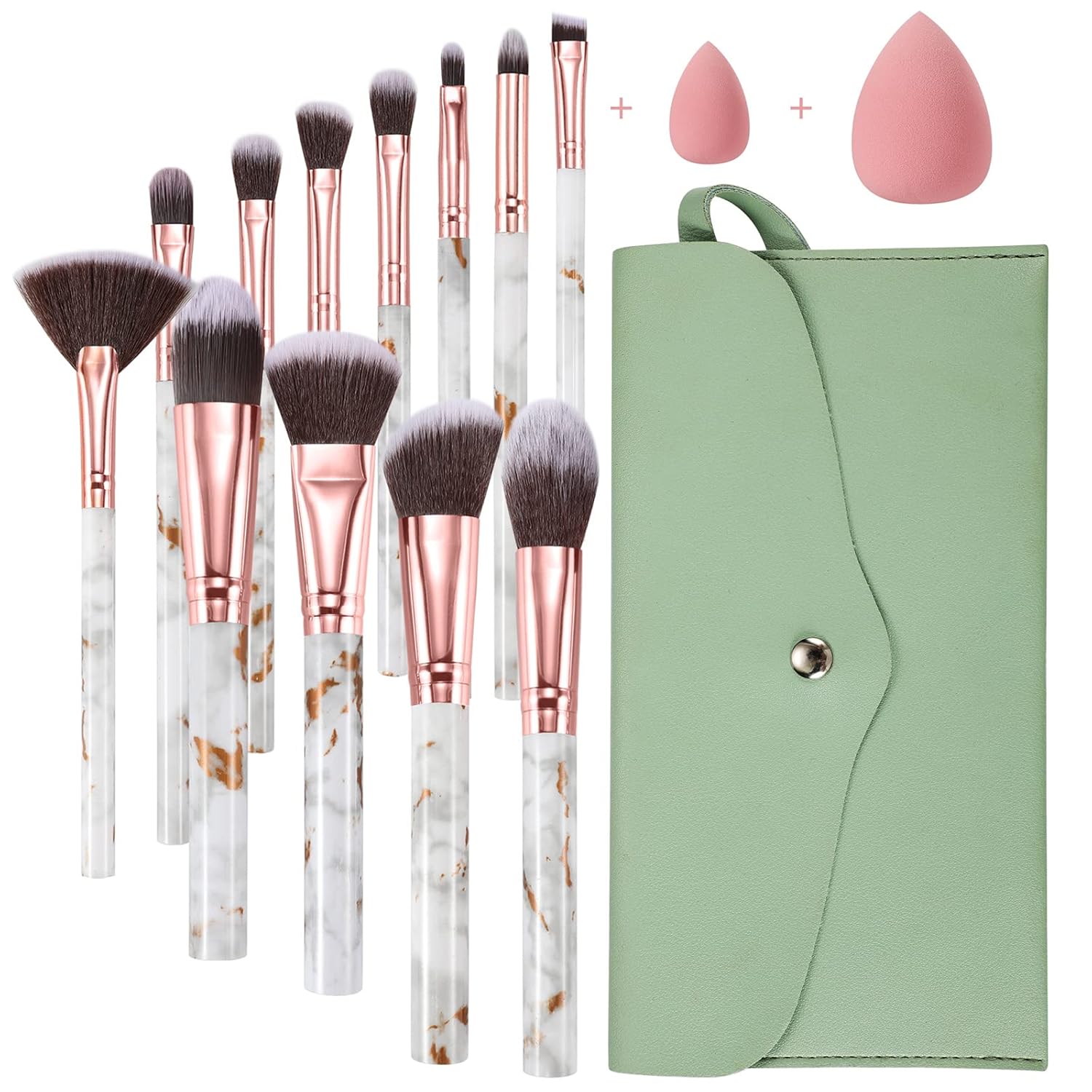 Make up Pinsel Set Start Makers 12 Stück Pinselset Makeup Rosa Marmor ...