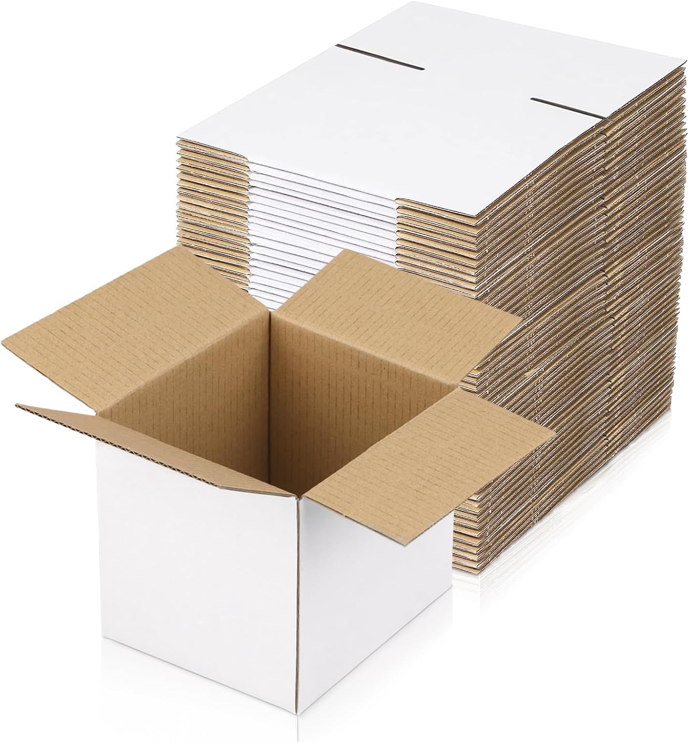 Amazon.com: 6x6x6 Inch Shipping Boxes 50 Pack, White Corrugated Box ...