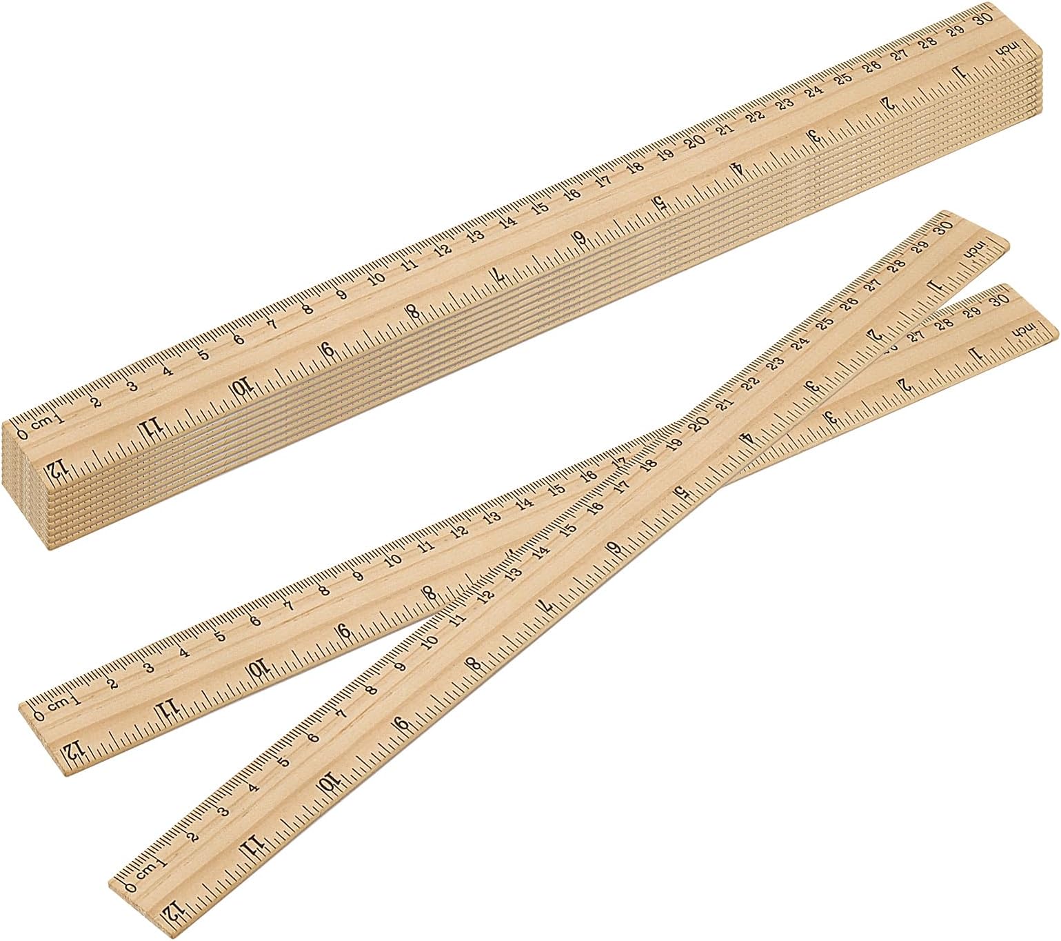 Amazon.com : 12 Pack Wood Ruler Student Rulers Wooden School Rulers ...