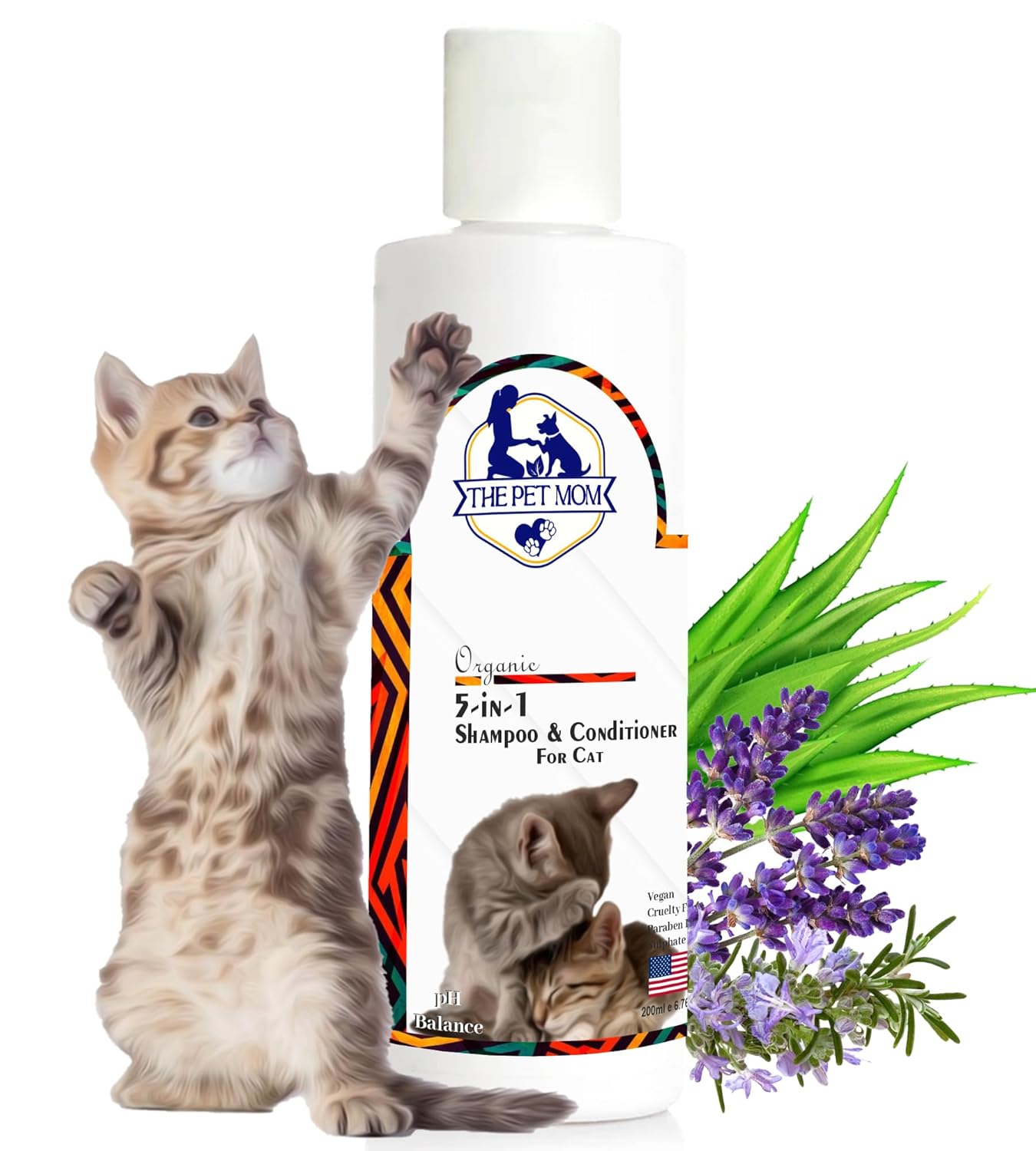 The Pet Mom Organic 5 in 1 Shampoo & Conditioner for Cat & Kitten ...
