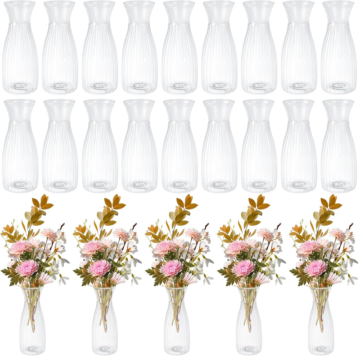 Amazon.com: LOLYSIC 24 Pack Plastic Vase Bulk, Small Clear Flower Vase ...