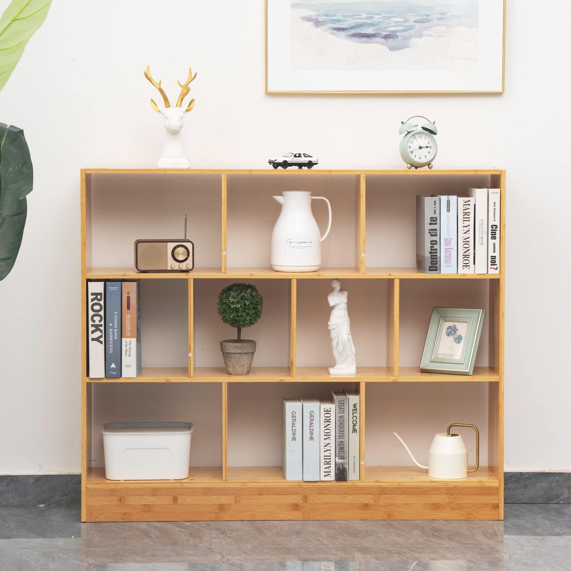Amazon.com: IOTXY Open Cube Low Bookcase - 3-Tier Freestanding Storage ...