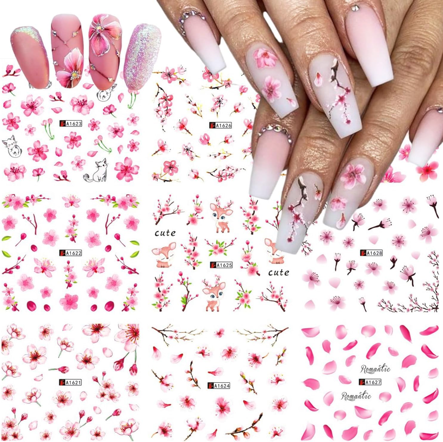 Amazon.com: Nail Water Decals Nail Art Stickers for Women Nail ...