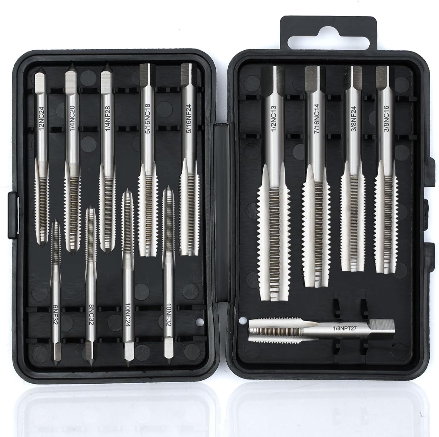 toolant 14pcs SAE Tap Set, Sizes #6 to 1/2", Includes UNC Coarse, UNF ...