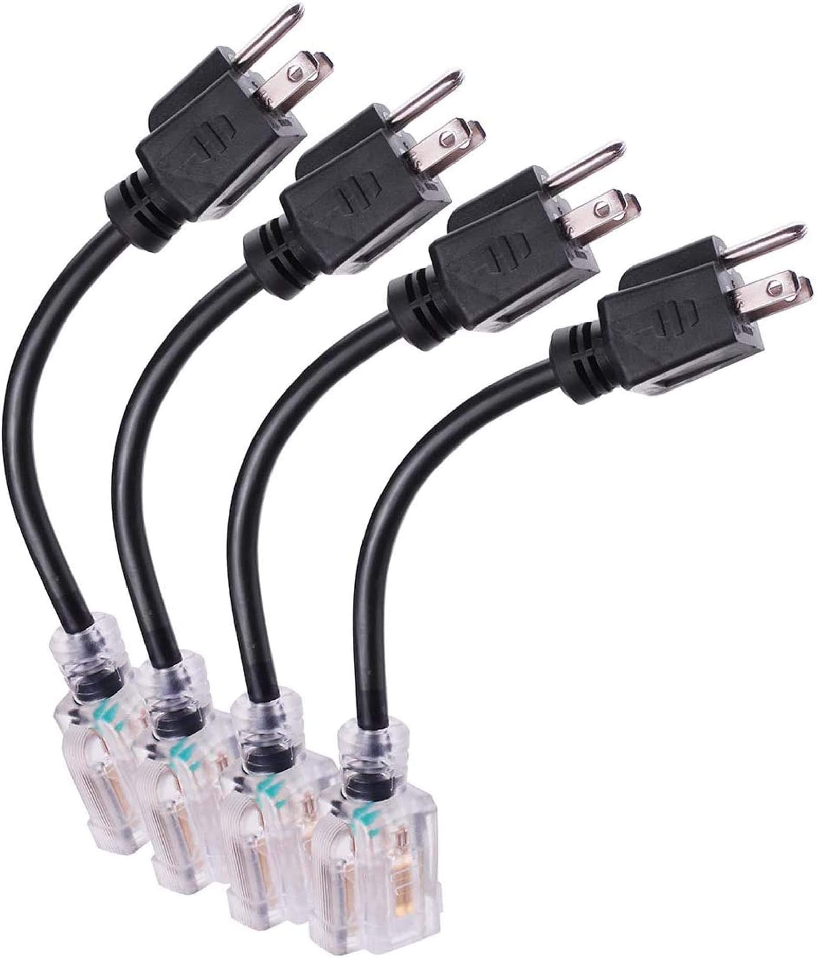 Miady Short Power Extension Cord Outlet Saver, Female Plug with Lighted ...