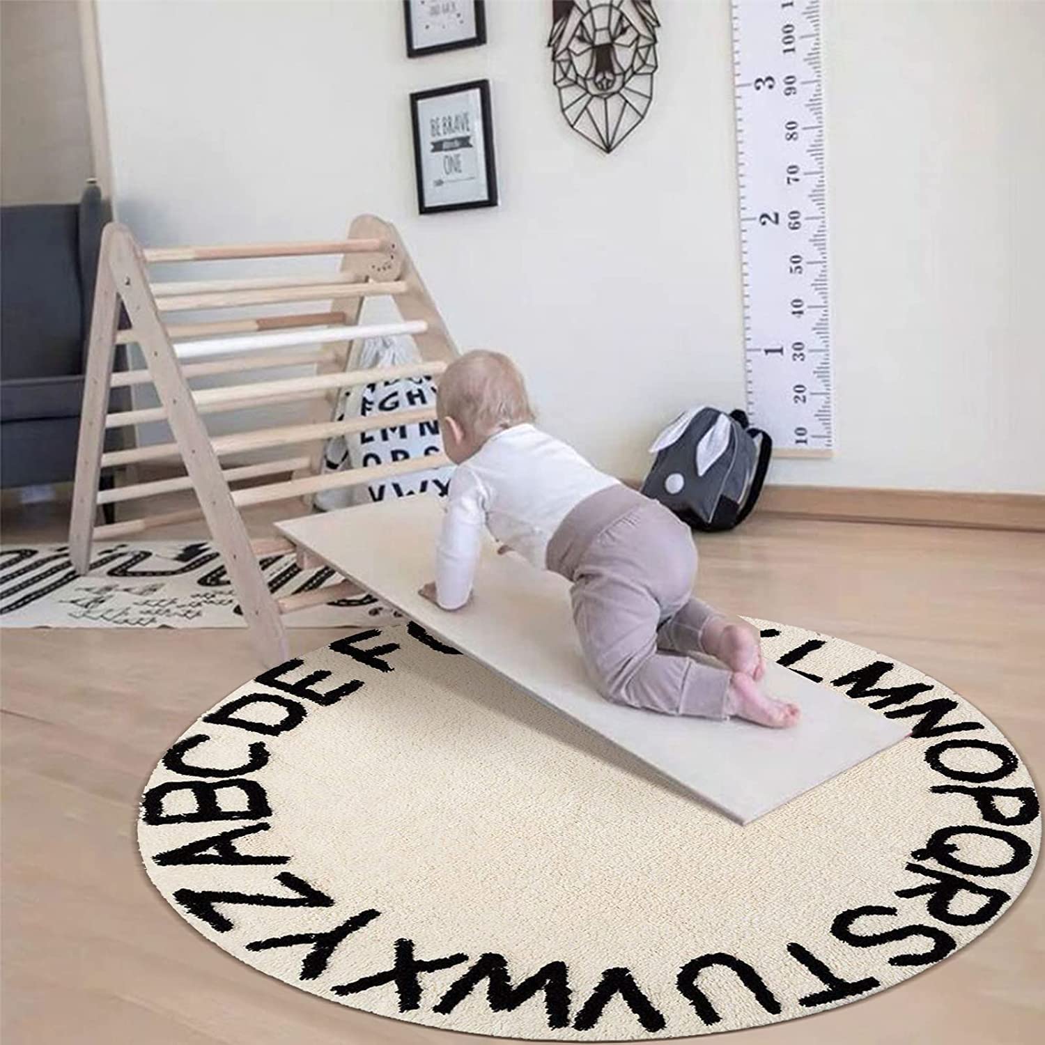 blue page ABC Rug for Kids Room Circle Alphabet Nursery Rug for Baby ...