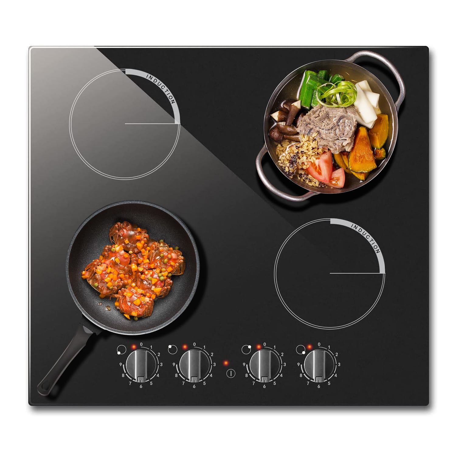 Snapklik.com : 24-Inch Induction Cooktop 7000W, 4 Burners