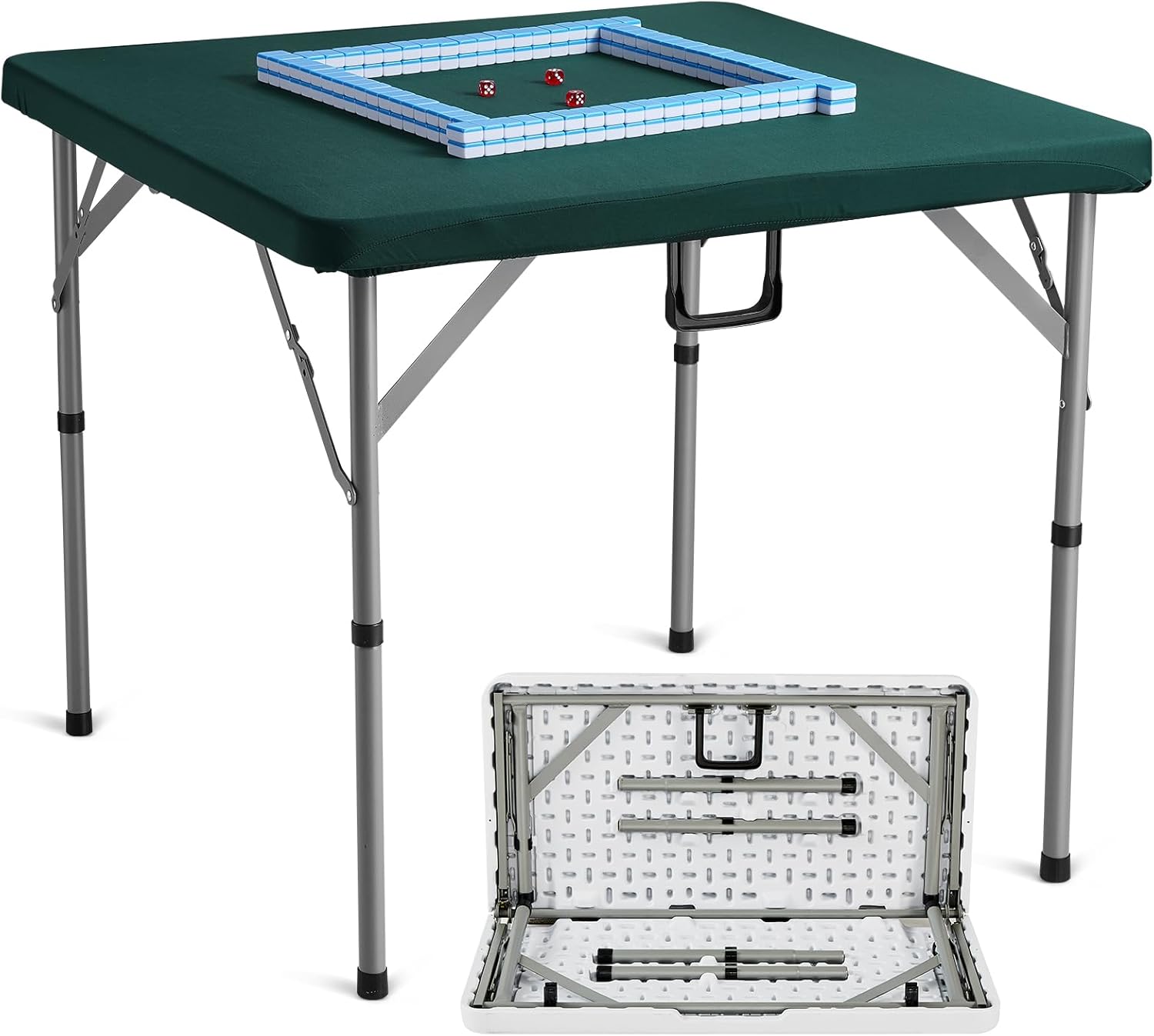VEVOR Mahjong Table with Mahjong Tiles Set, Fold-in-Half 4 Player Card ...