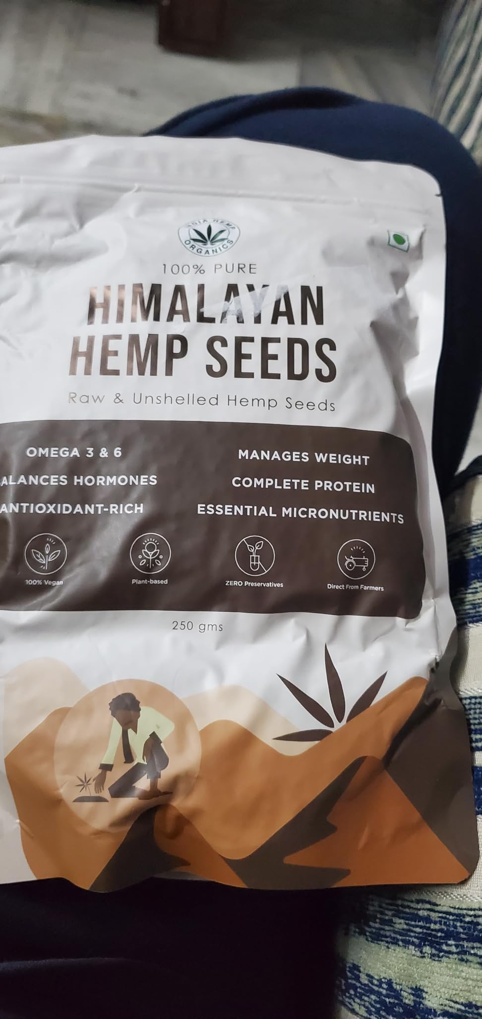 India Hemp Organics Hemp Seeds for Eating | 250g | Superfood - Omega 3 ...