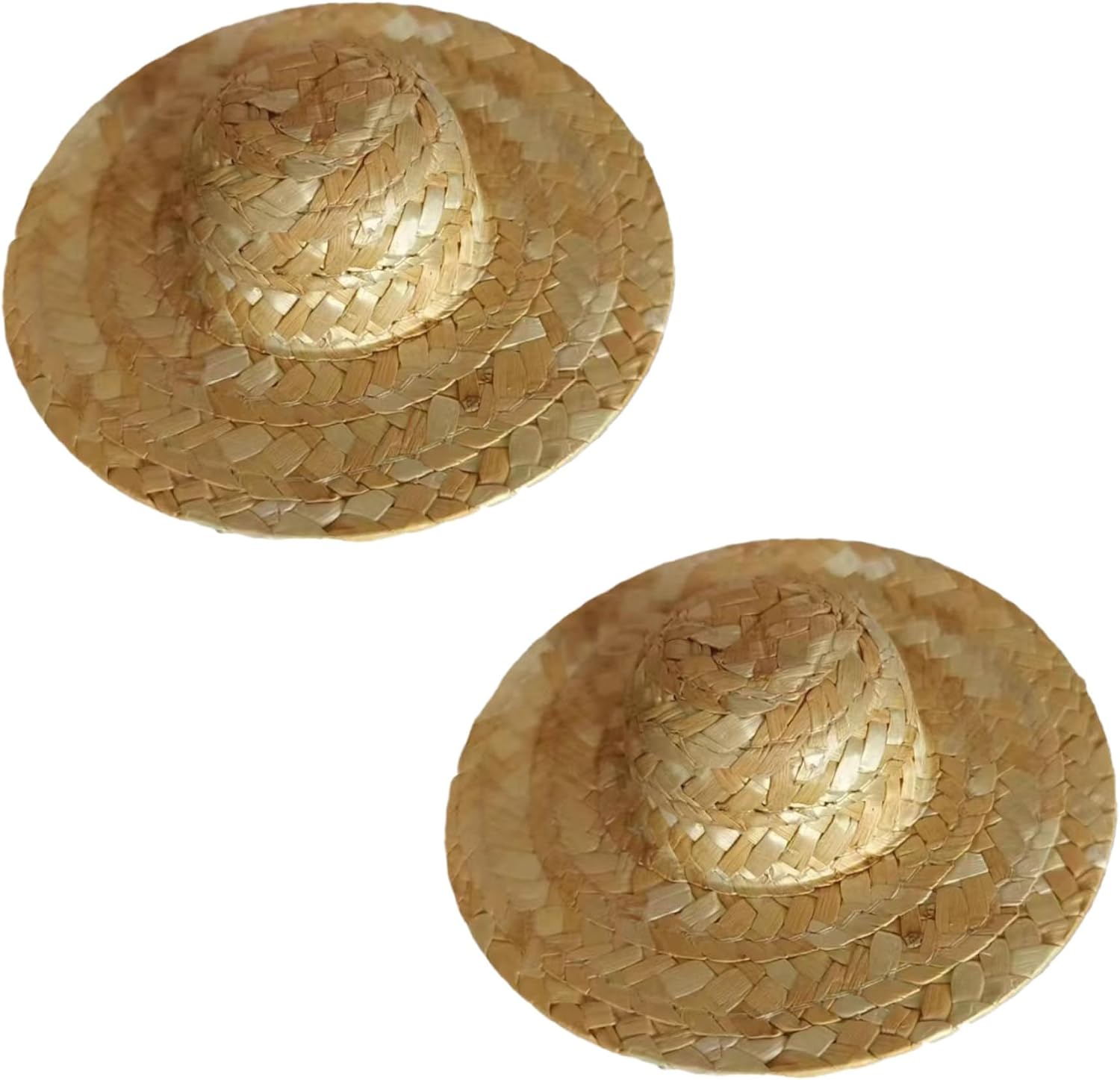Amazon.com: Mini Straw Hat 2Pcs 2x1 Inch Wide Brim Braided Mini Hats ...
