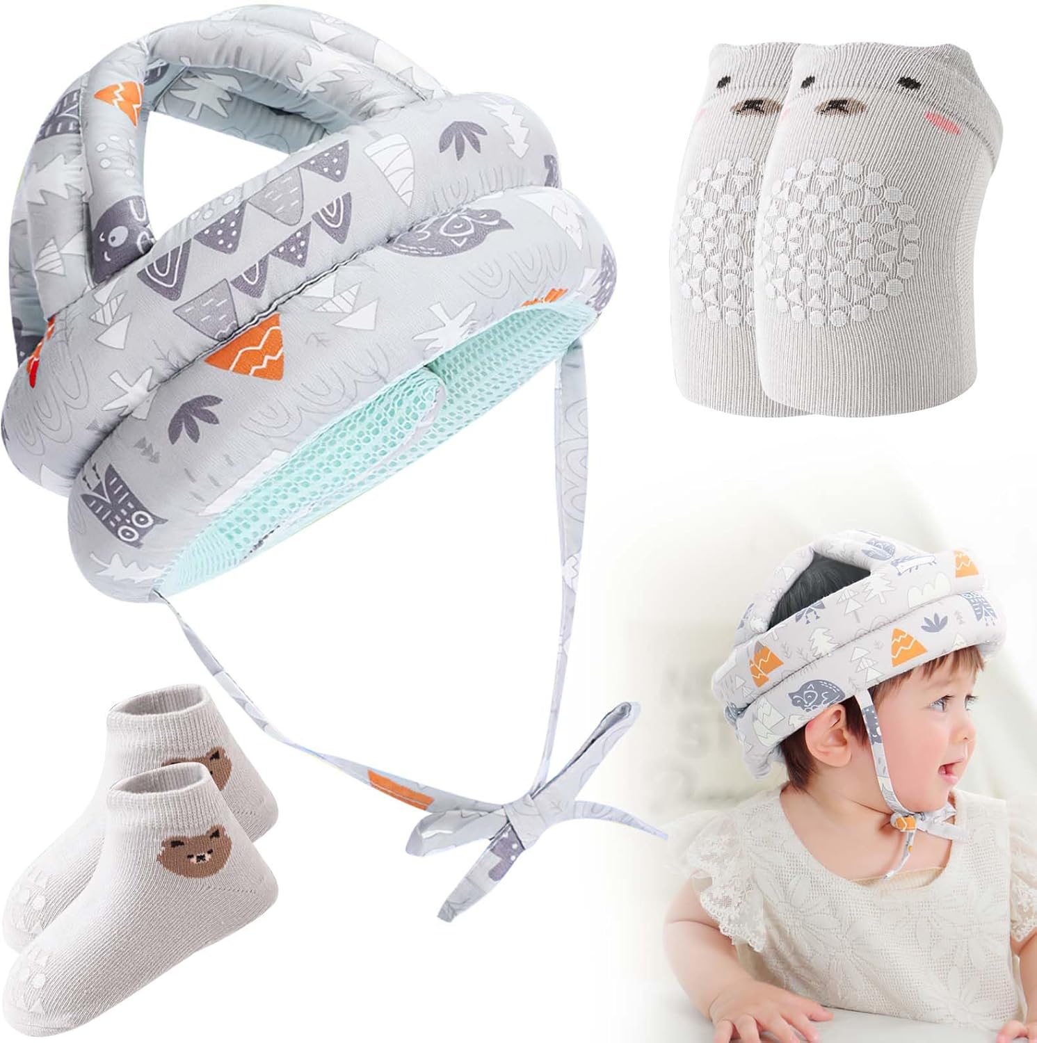 Casco para Niños Antigolpes, YRBOGJ Casco Protector de Cabeza para ...